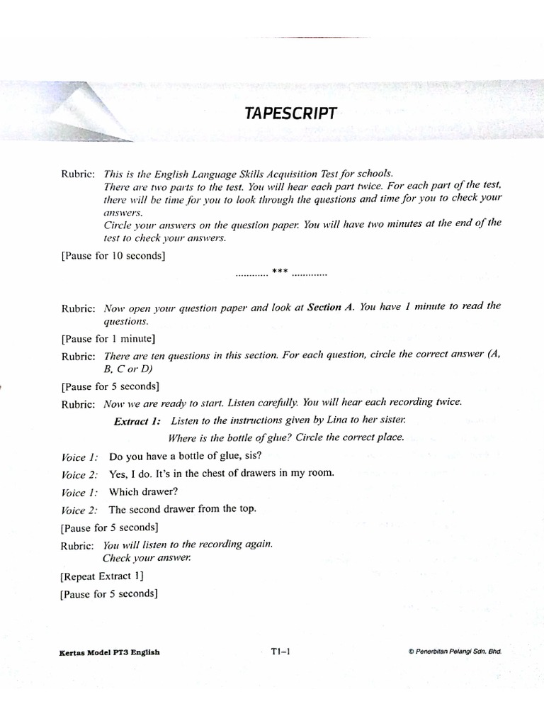 English Pt3 Listening & Speaking | PDF