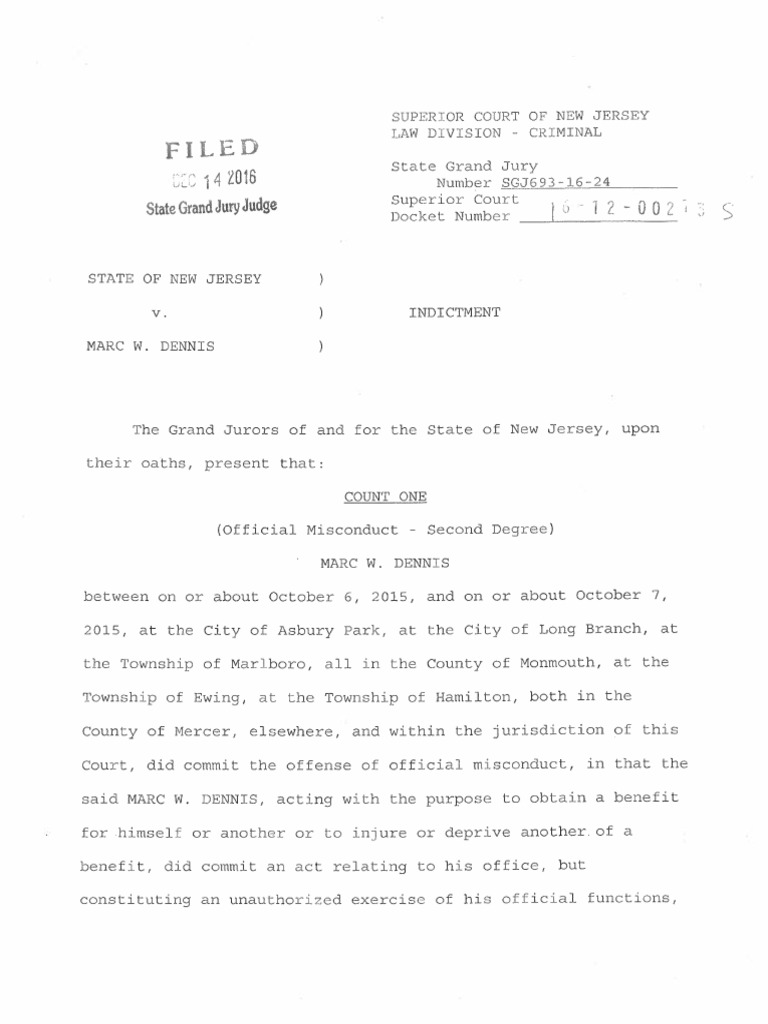 Indictment of Marc W. Dennis | PDF | Grand Jury | Law