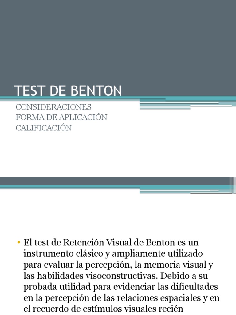 Test de Benton | PDF