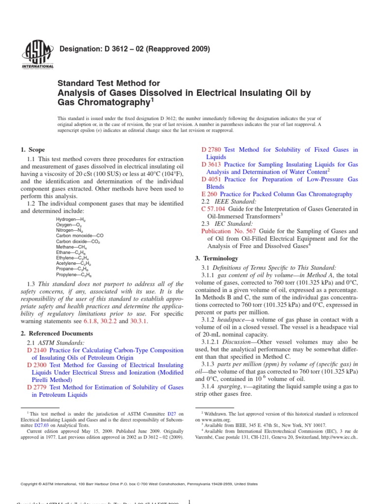 Astm D3612 2009 PDF | PDF | Gas Chromatography | Gases
