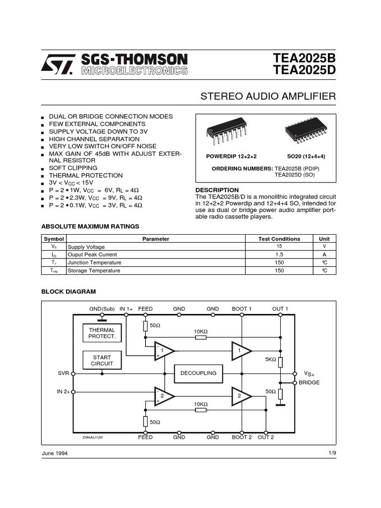 Tea2025b, D ST PDF | PDF | Resistor | Amplifier