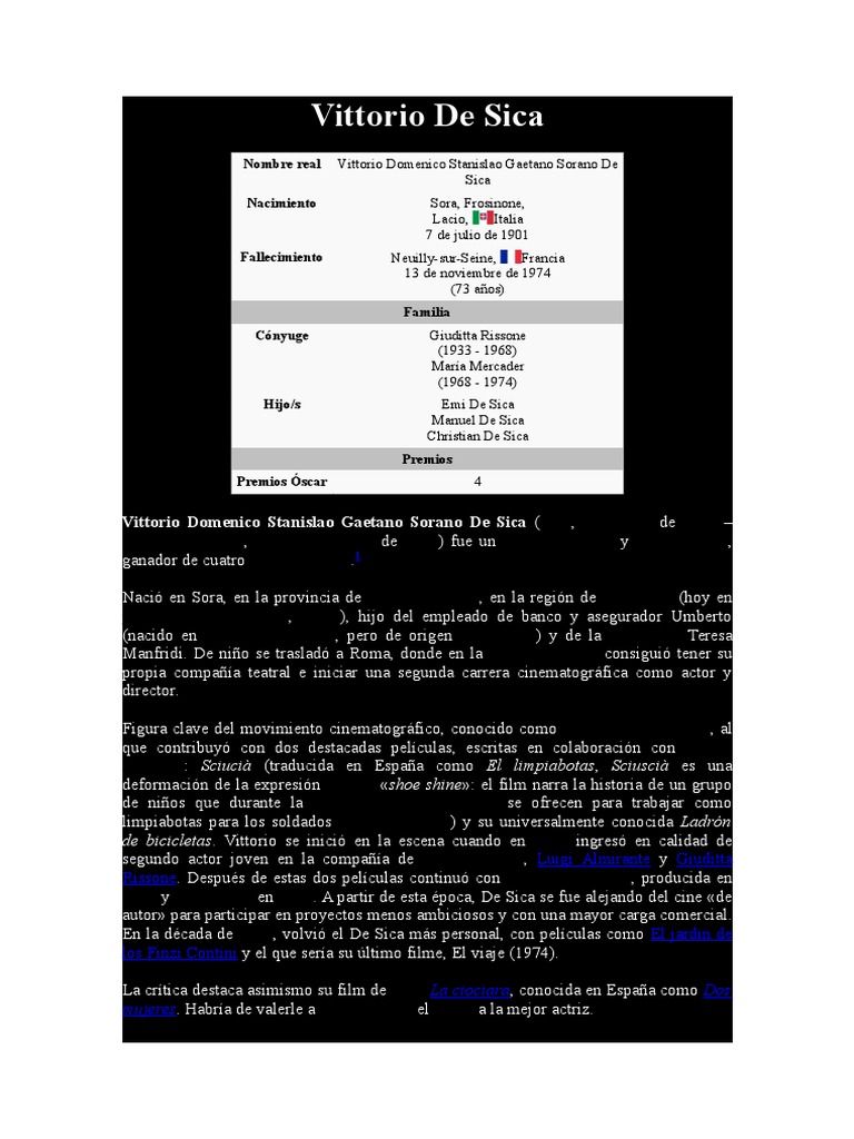 SICA, VITTIRIO De. | PDF | Cine | Agitación