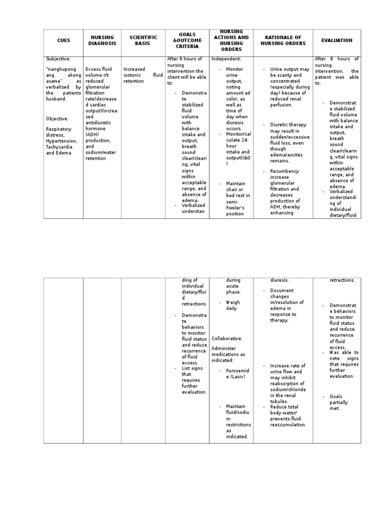 NCP - Excessive Fluid Volume | PDF