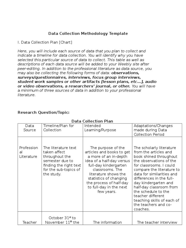 Data Collection | PDF | Classroom | Observation