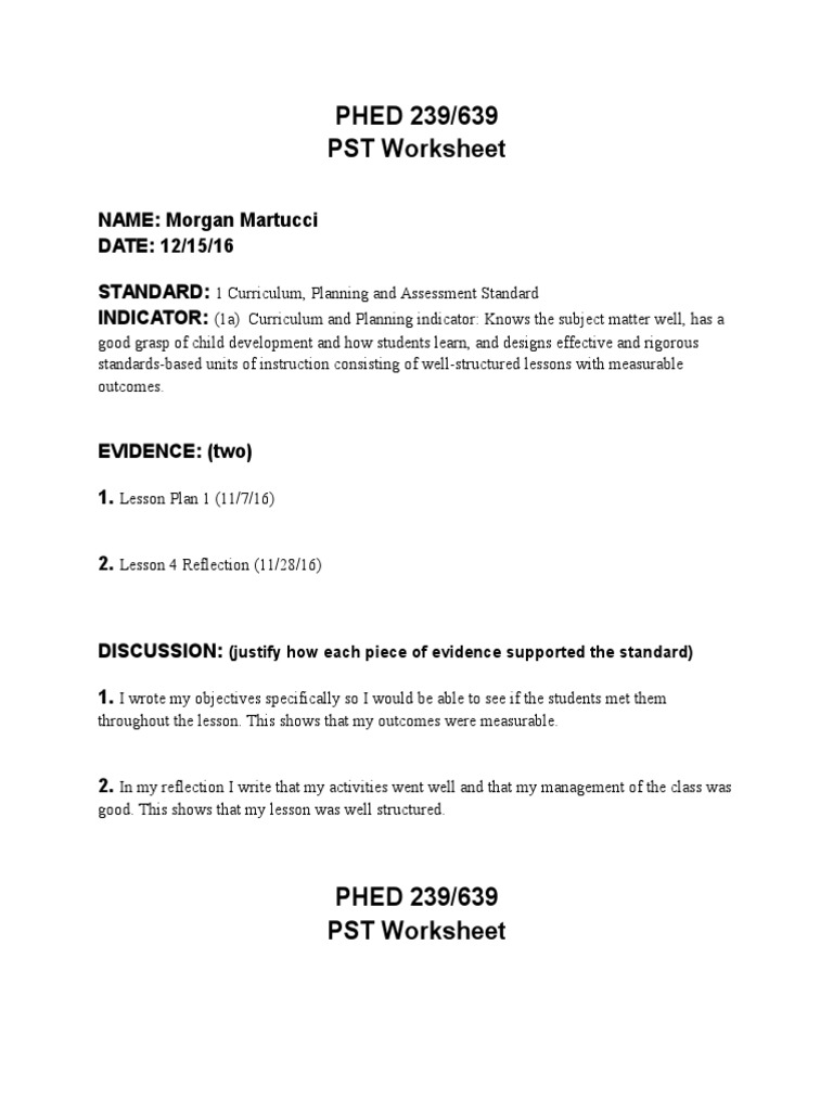 Pstsworksheet | PDF