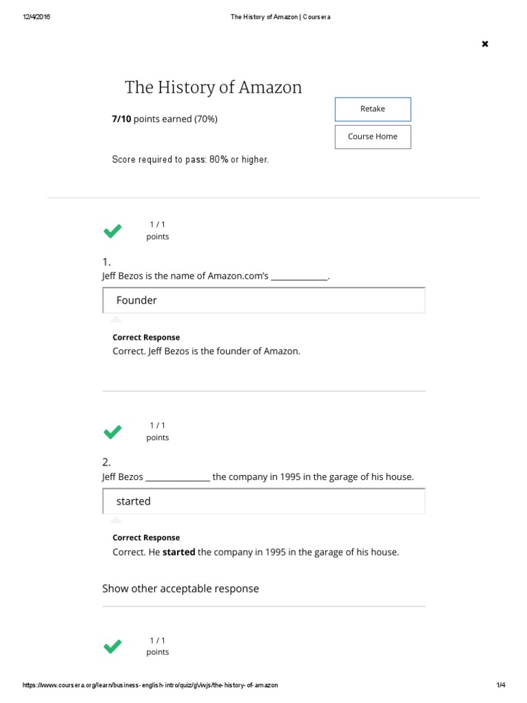 The History of Amazon - Coursera | PDF | Amazon.Com | Amazon Kindle