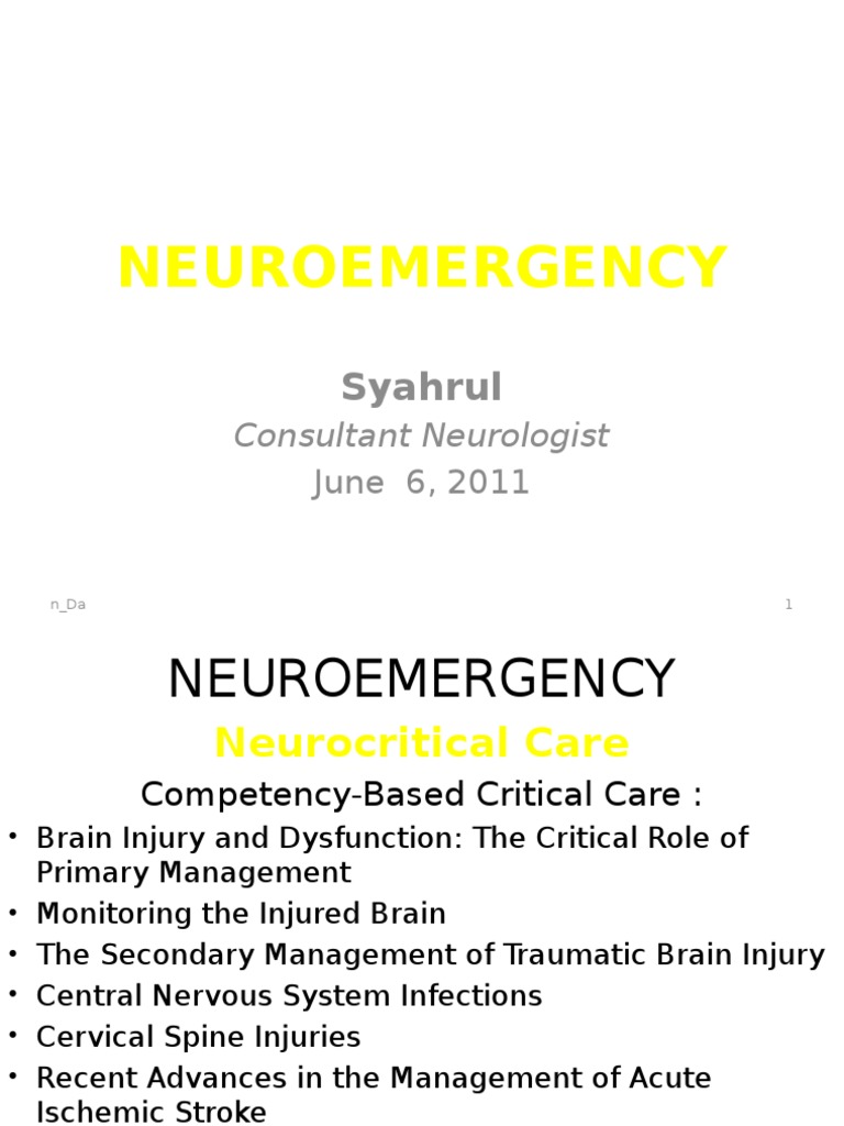Neuro Emergency | PDF | Meningitis | Traumatic Brain Injury