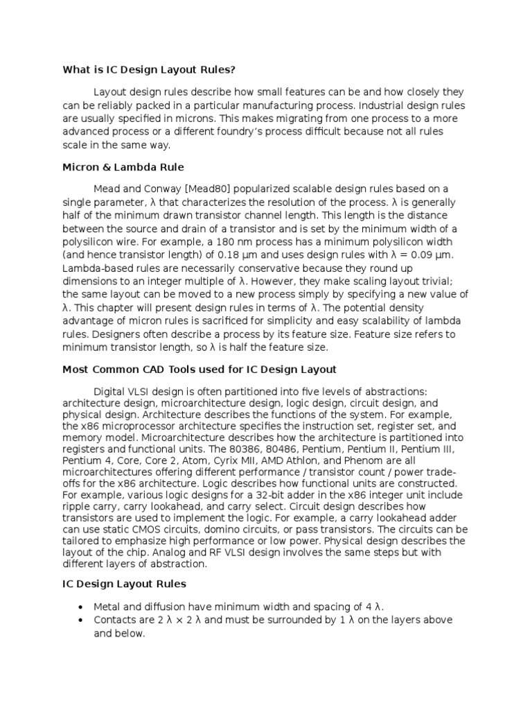 IC Design Layout Rules | PDF | Integrated Circuit | Semiconductor Devices