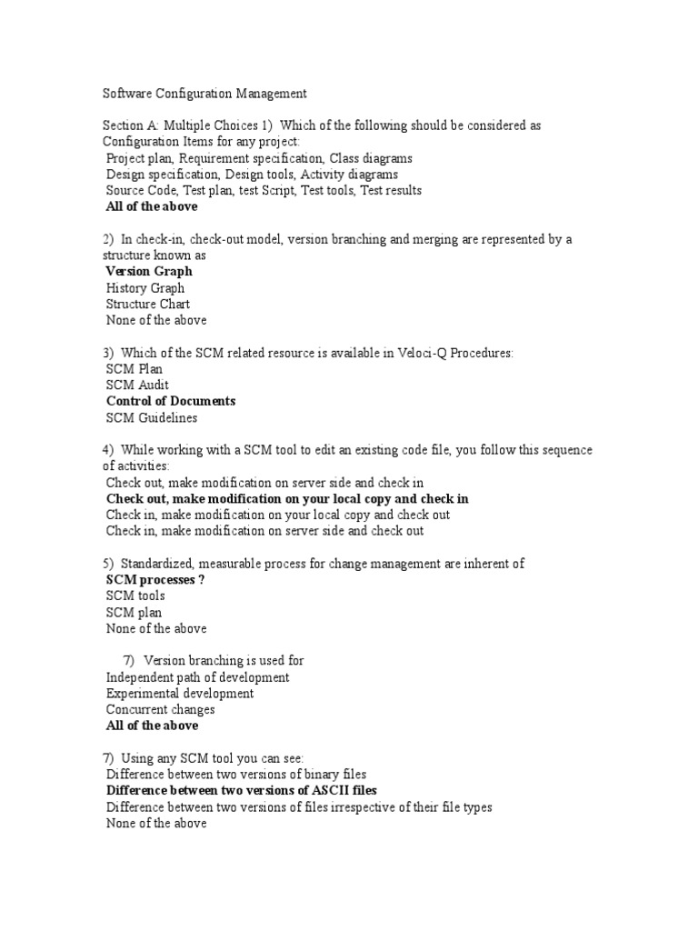 Software Configuration Management Pdf Version Control Software Testing
