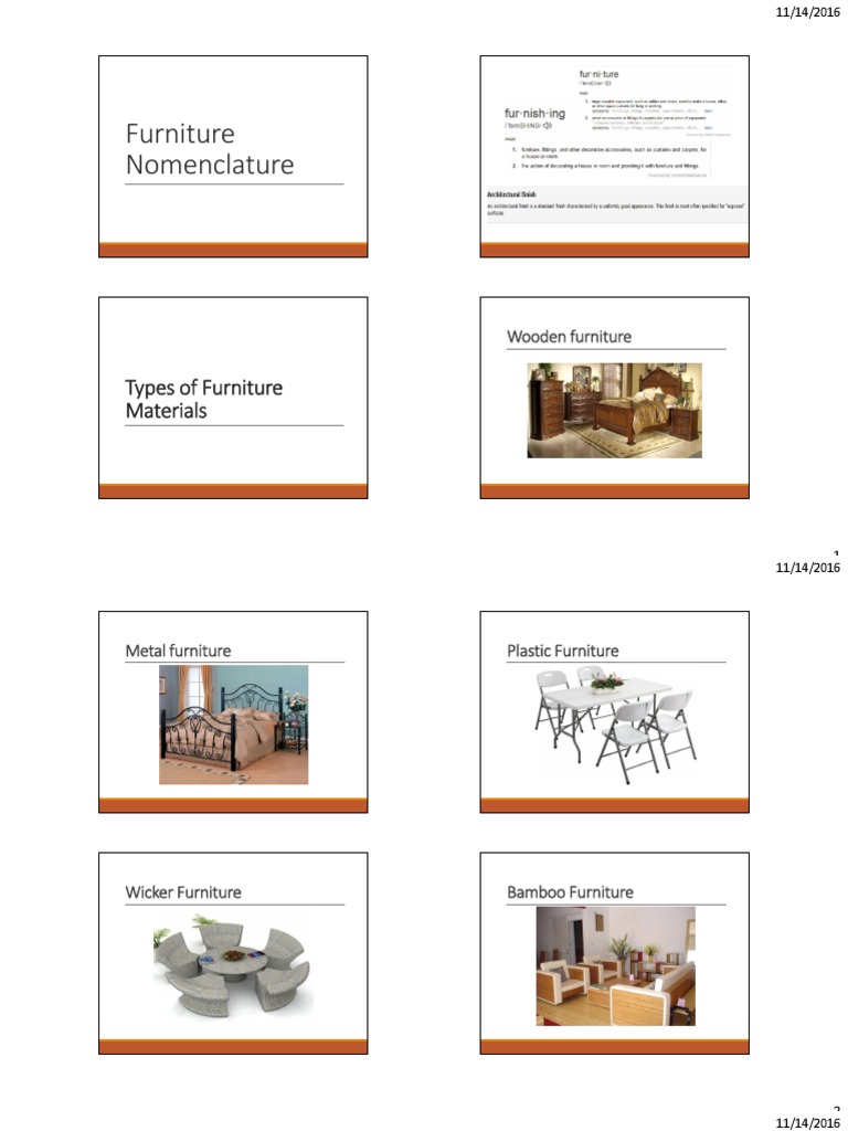 A Comprehensive Overview of Furniture Types, Materials, and Uses | PDF ...
