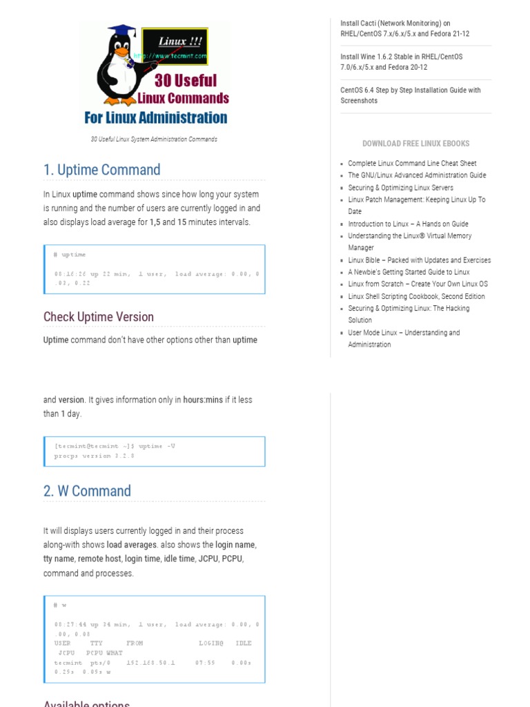 30 Useful Linux Commands For System Administrators | PDF | File ...