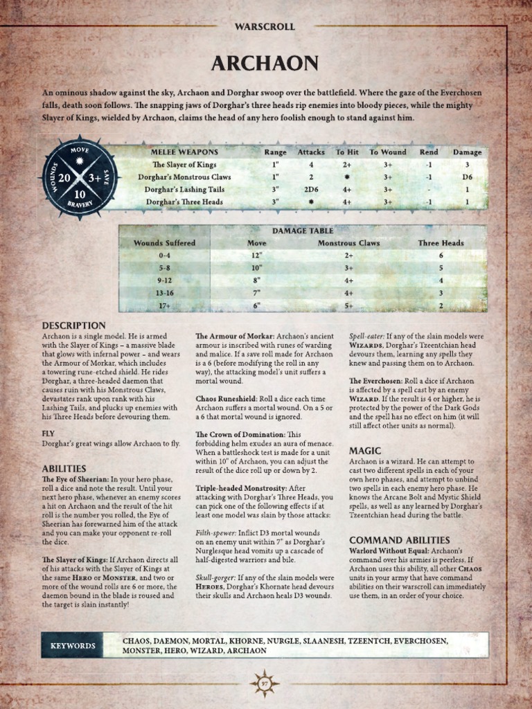 Aos Warscroll Archaon Everchosen en PDF | PDF