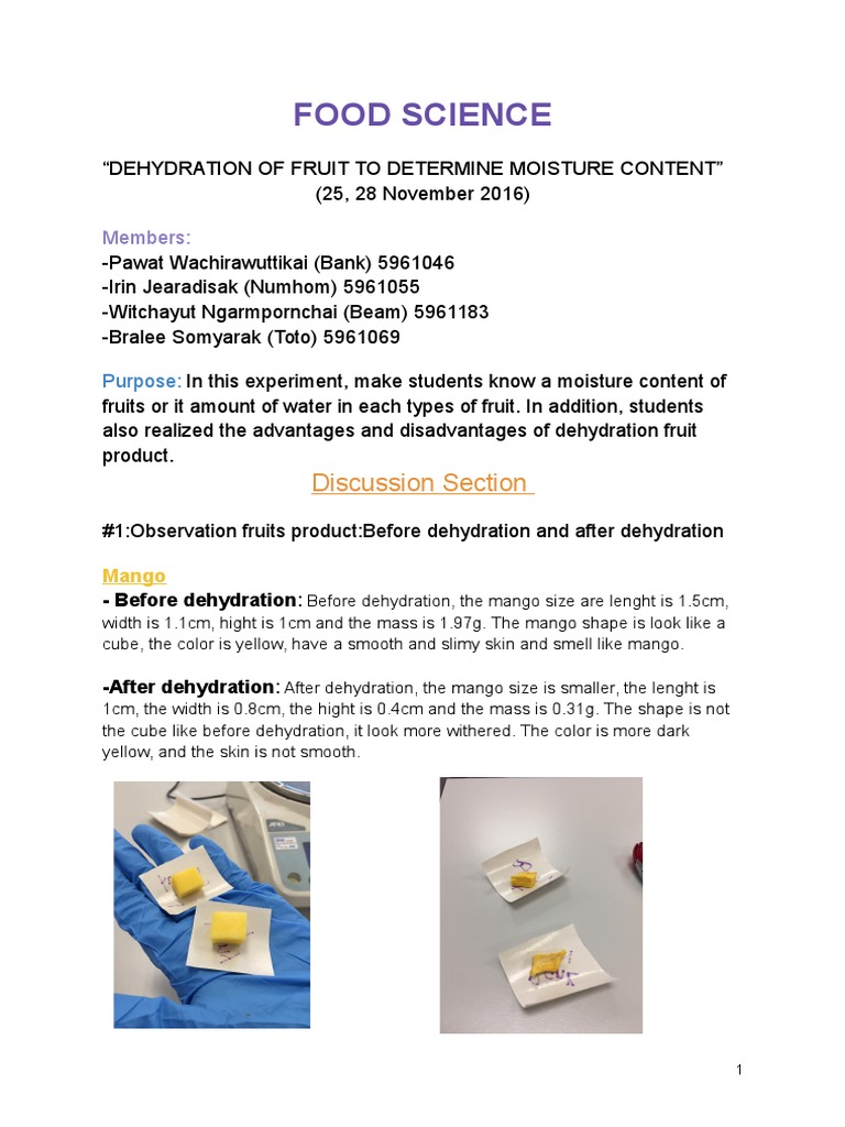 mini lab report food science | Banana | Dried Fruit