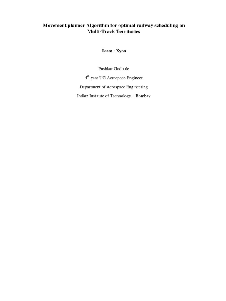 Movement Planner Algorithm For Optimal Railway Scheduling On Multi-Track Territories | PDF ...