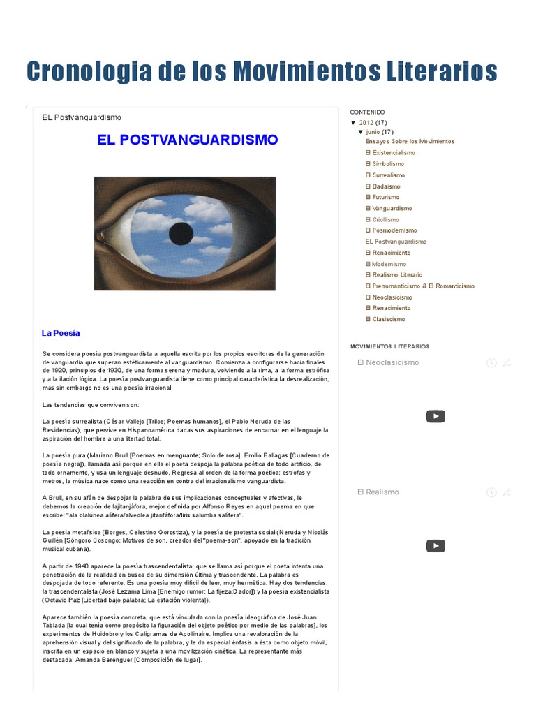 Cronología del Postvanguardismo Literario | PDF | Fantasía | Vanguardia