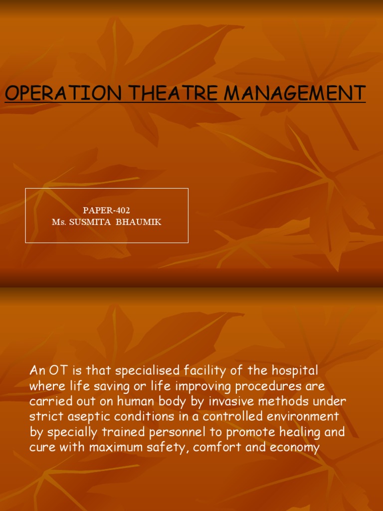 Operation Theatre Management Overview | PDF | Emergency Department ...