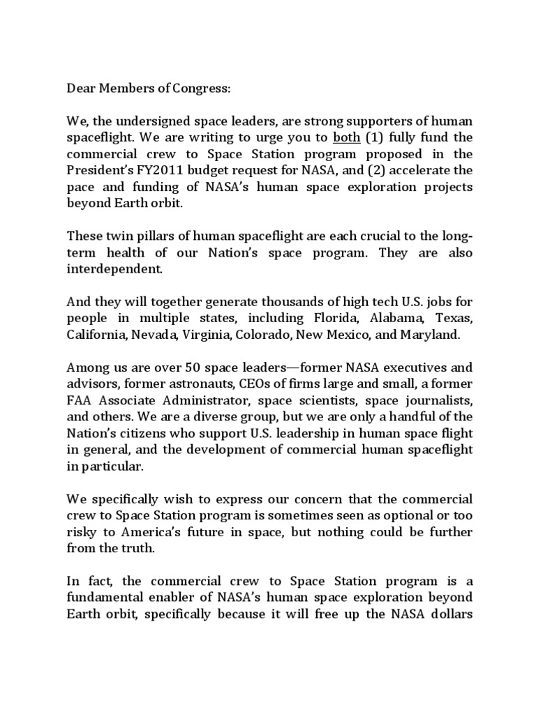 Open Letter To Congress | PDF