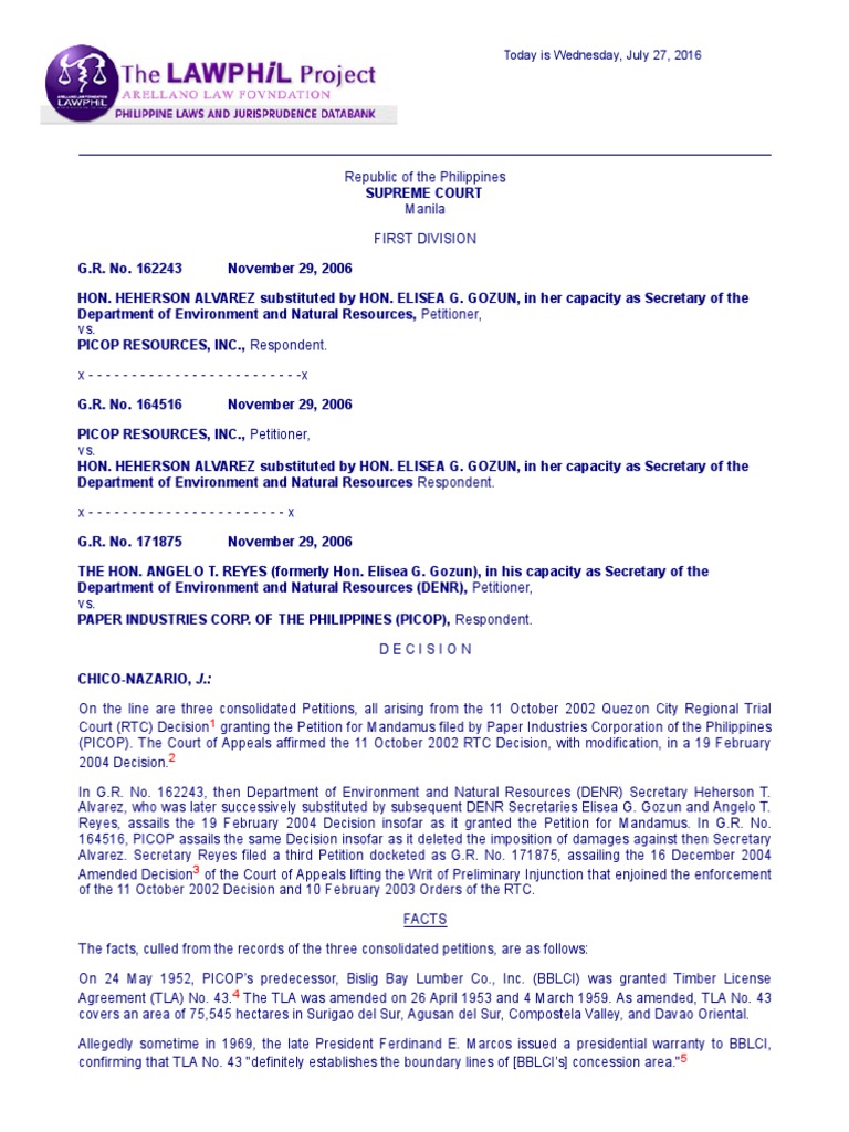 Denr Vs Picop | PDF | Mandamus | Injunction