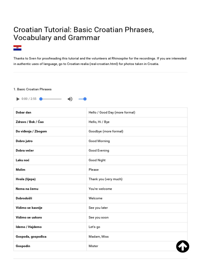 Croatian Tutorial_ Basic Croatian Phrases, Vocabulary and Grammar ...