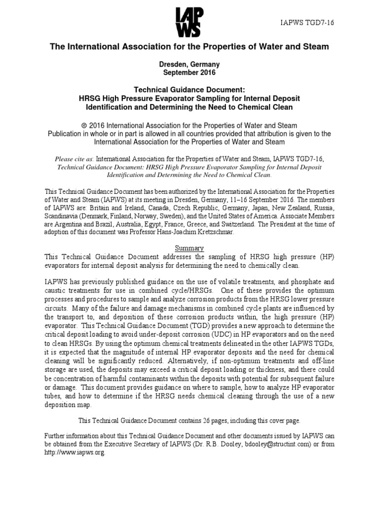 HRSG High Pressure Evaporator Sampling For Internal Deposit | PDF ...