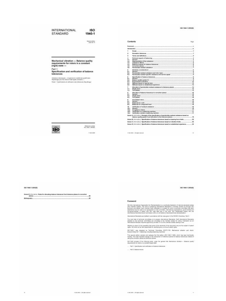 ISO 1940-1 Balancing | PDF