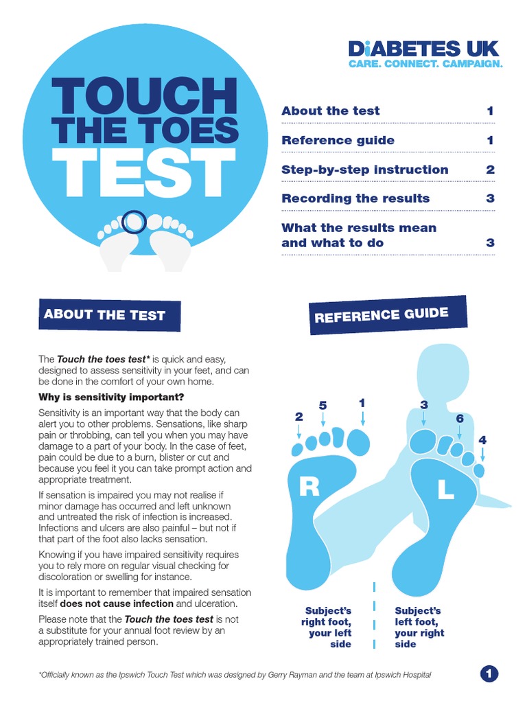 Touch The Toes Test.0812 PDF | PDF | Toe | Diabetes Mellitus