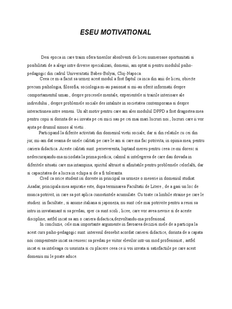 Eseu Motivational DPPD | PDF