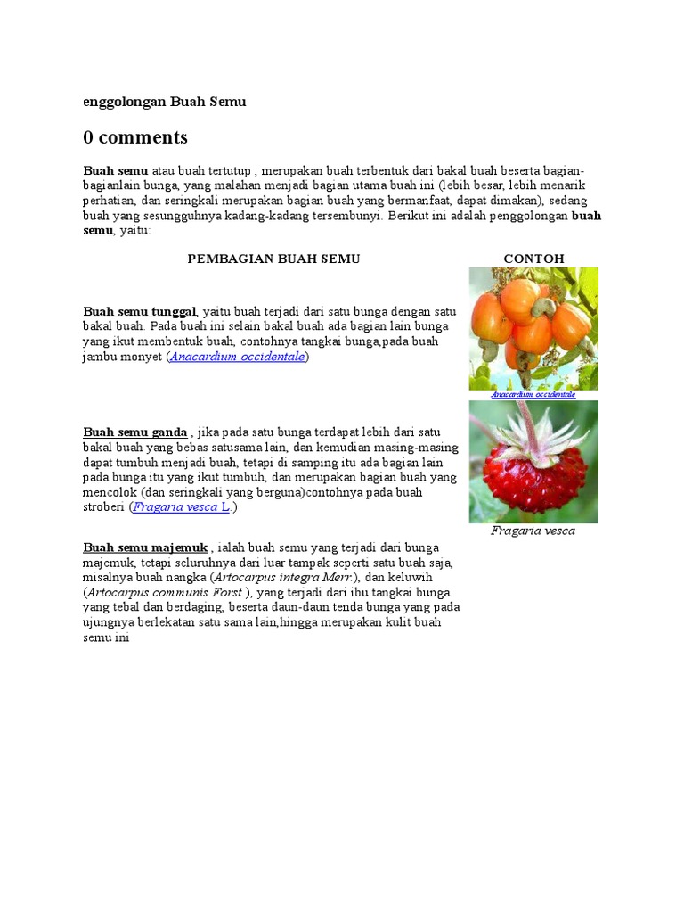 Penggolongan dan Contoh Buah Semu | PDF | Griya & Taman