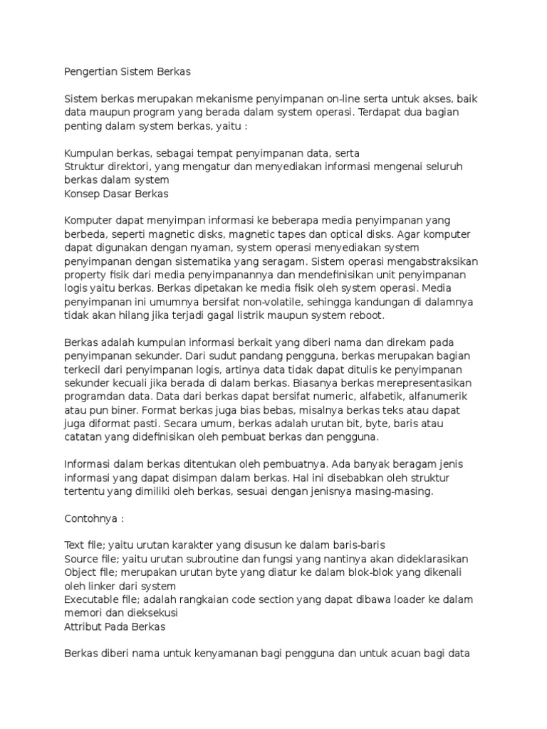 Pengertian Sistem Berkas | PDF