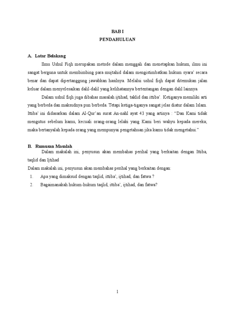 Ittiba Taqlid Ijtihad | PDF | Filsafat | Hukum