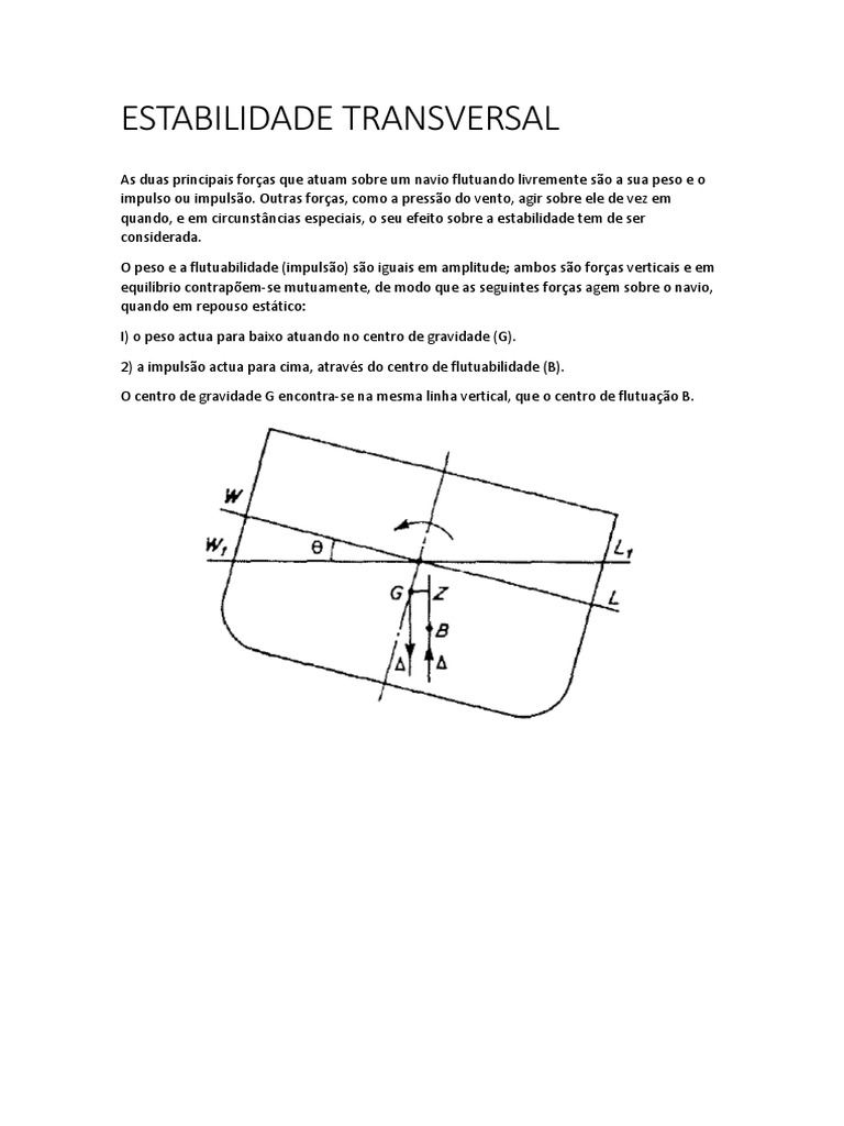 Estabilidade Transversal | PDF | Flutuabilidade | Força