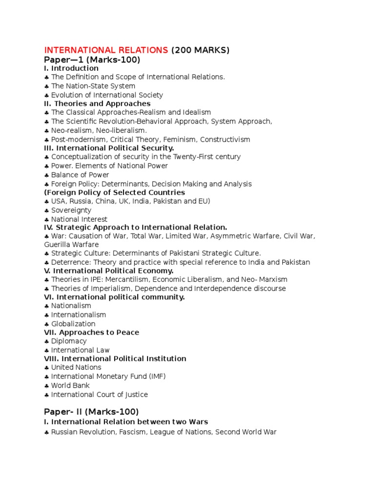 International Relations syllabus | Nuclear Proliferation ...