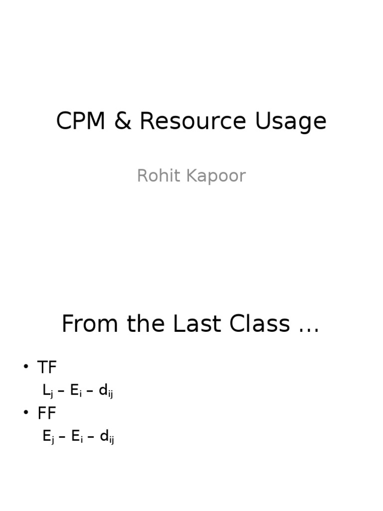 CPM & Resource Usage | PDF