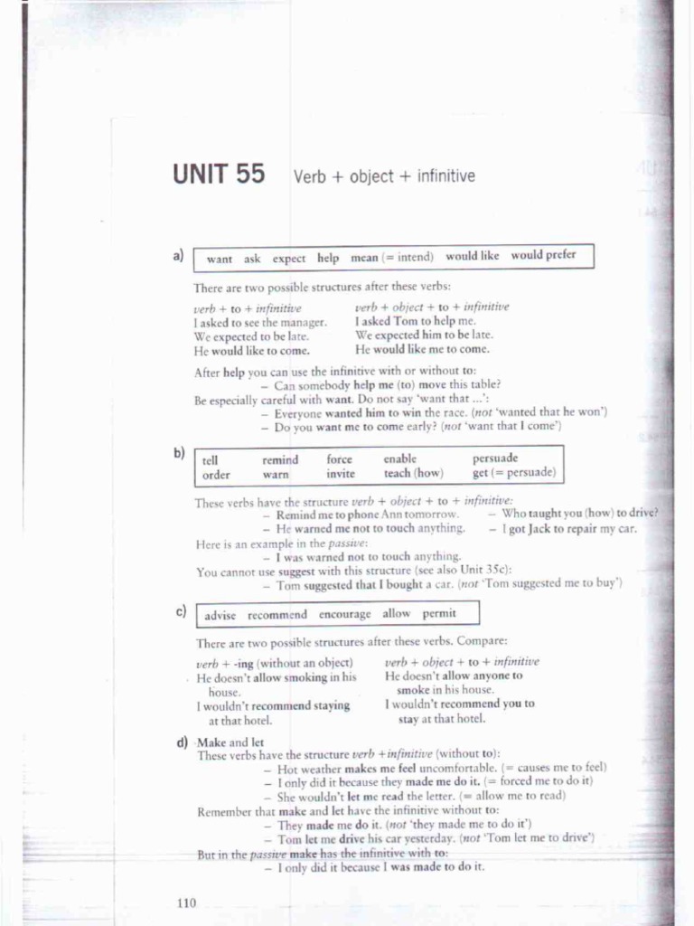 Verb Object To Infinitive | PDF