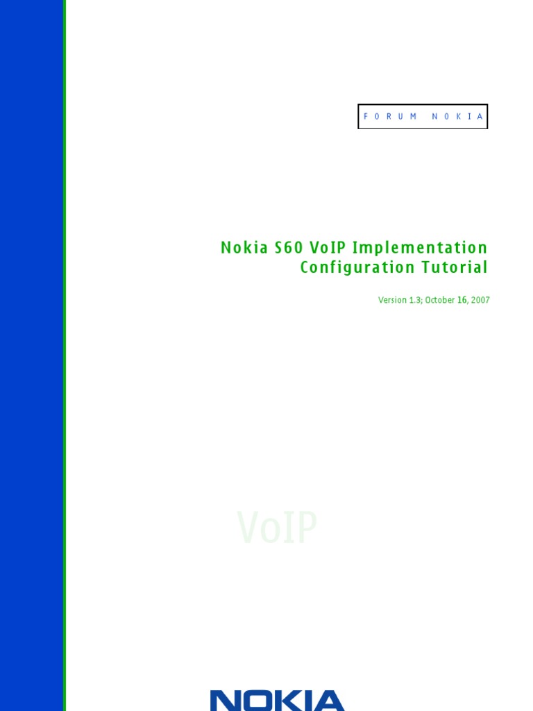 Nokia S60 VoIP Implementation Configuration Tutorial v1 3 en | PDF