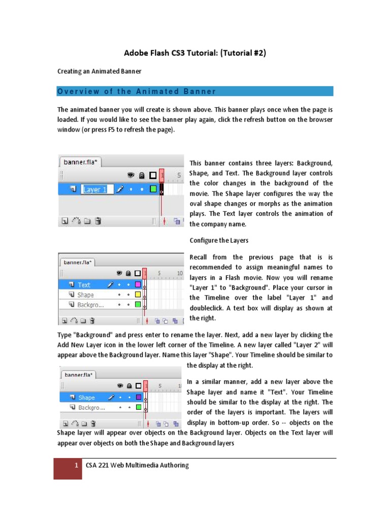 Flash CS3 Tutorial 2 PDF | PDF | Adobe Flash | Software