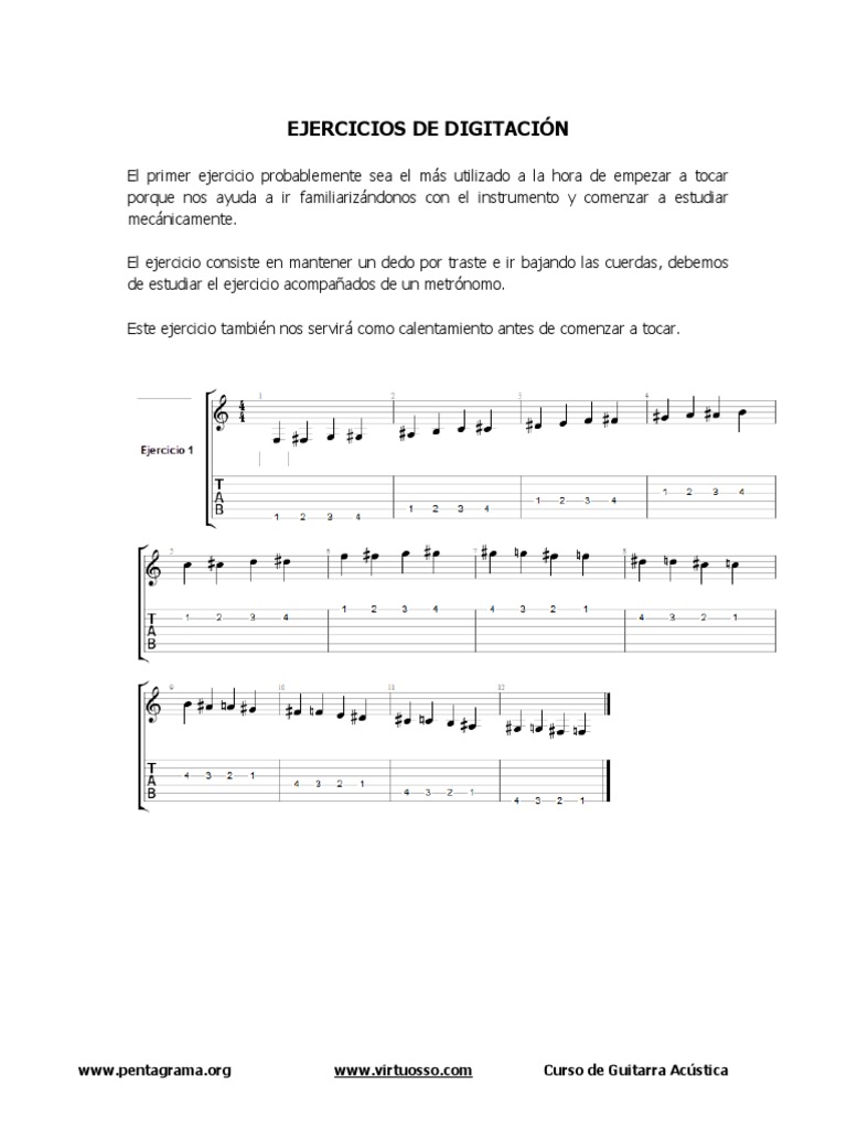 Guitarra-Ejercicios de Digitación | PDF | Guitarras | Acorde (Música)