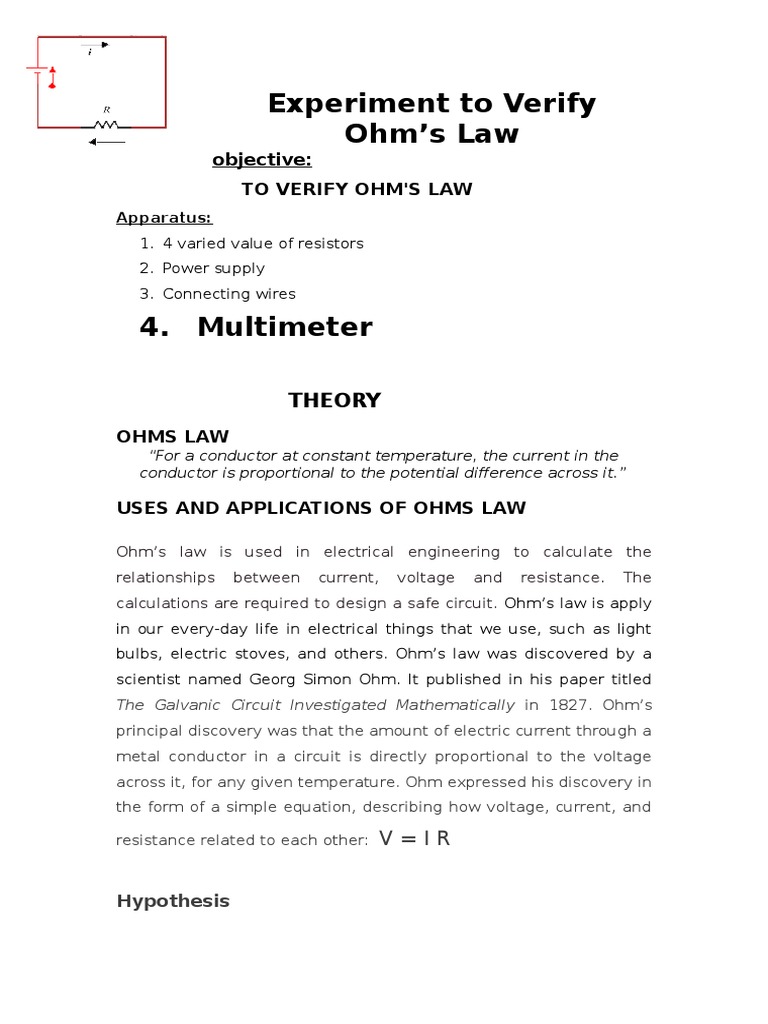 Verify Ohms Law | Download Free PDF | Electrical Resistance And Conductance | Resistor