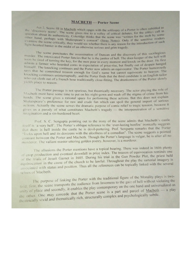 Porter Scene Macbeth | PDF