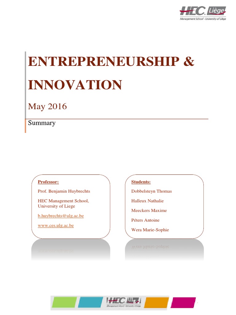 Entrepreneurship and Innovation Notes 2016 | PDF | Business Plan ...