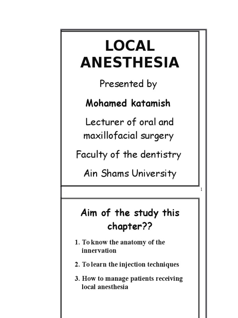 Local Anesthesia Techniques Guide | PDF