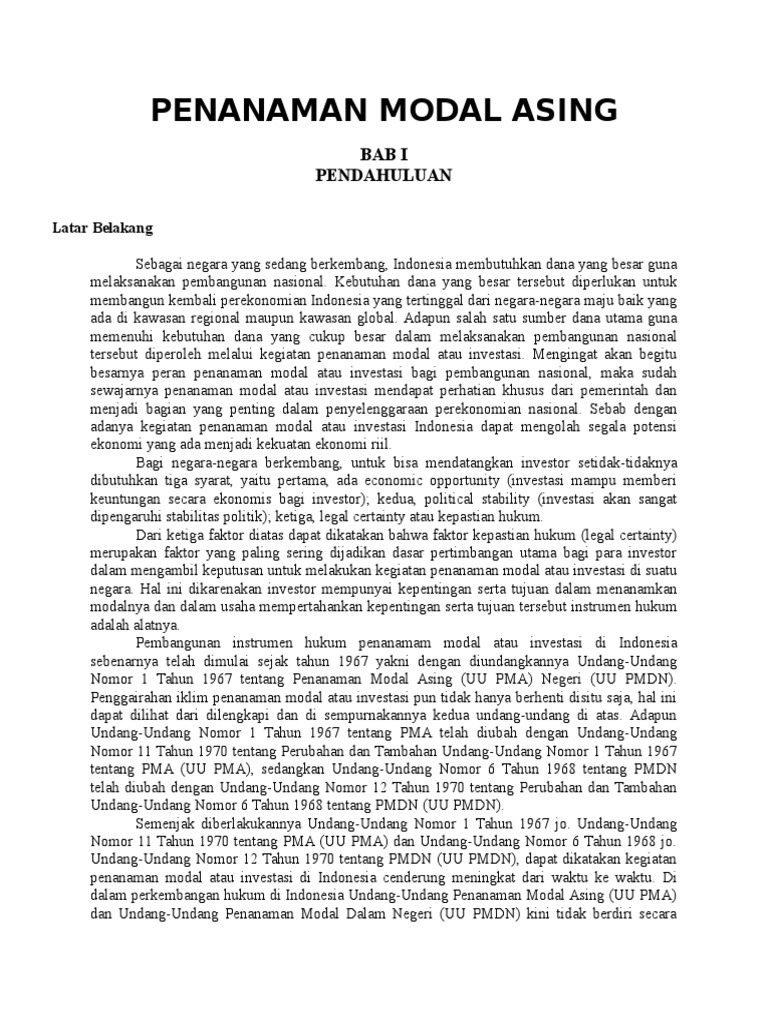 Makalah Penanaman Modal Asing | PDF