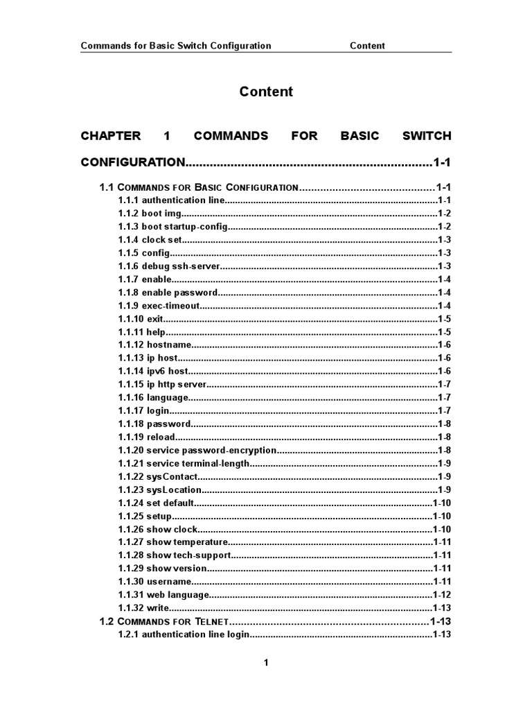 01 Commands For Basic Switch Configuration Word Pdf Command Line 2297