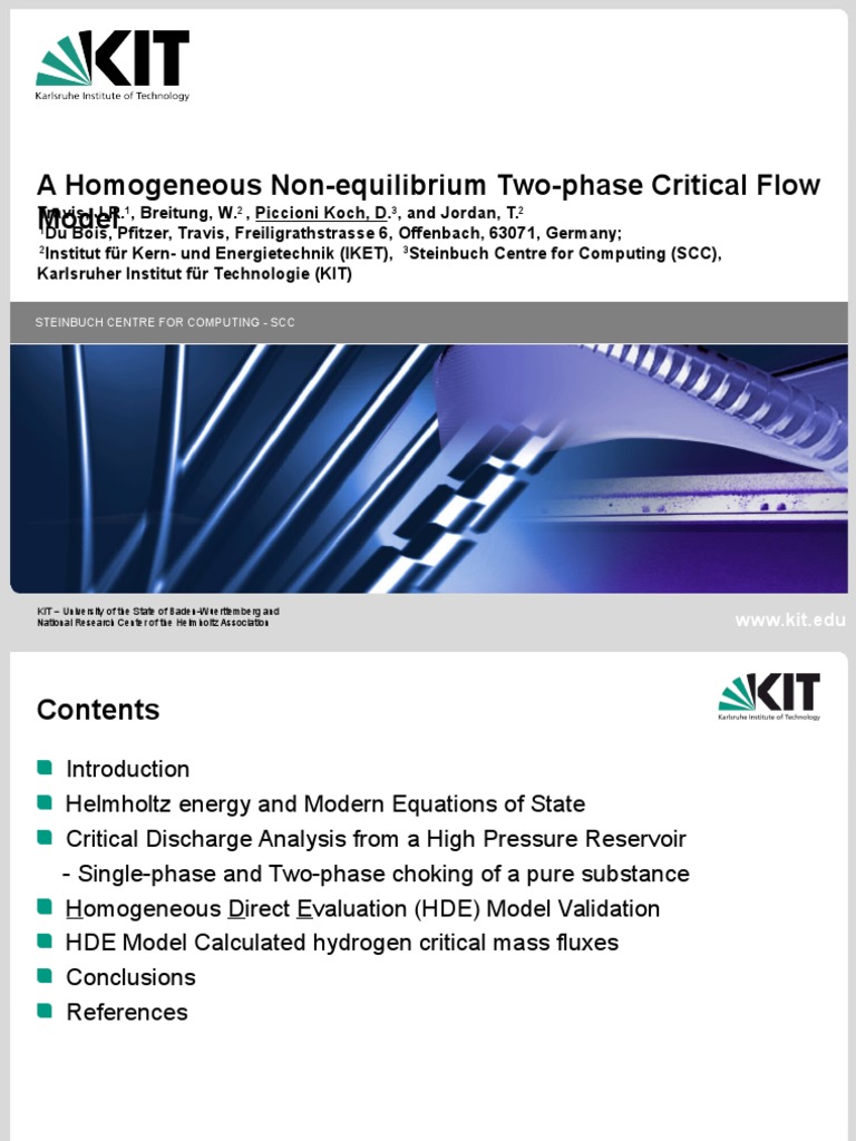 A Homogeneous Non-Equilibrium Two-Phase Critical Flow Model: WWW - Kit ...