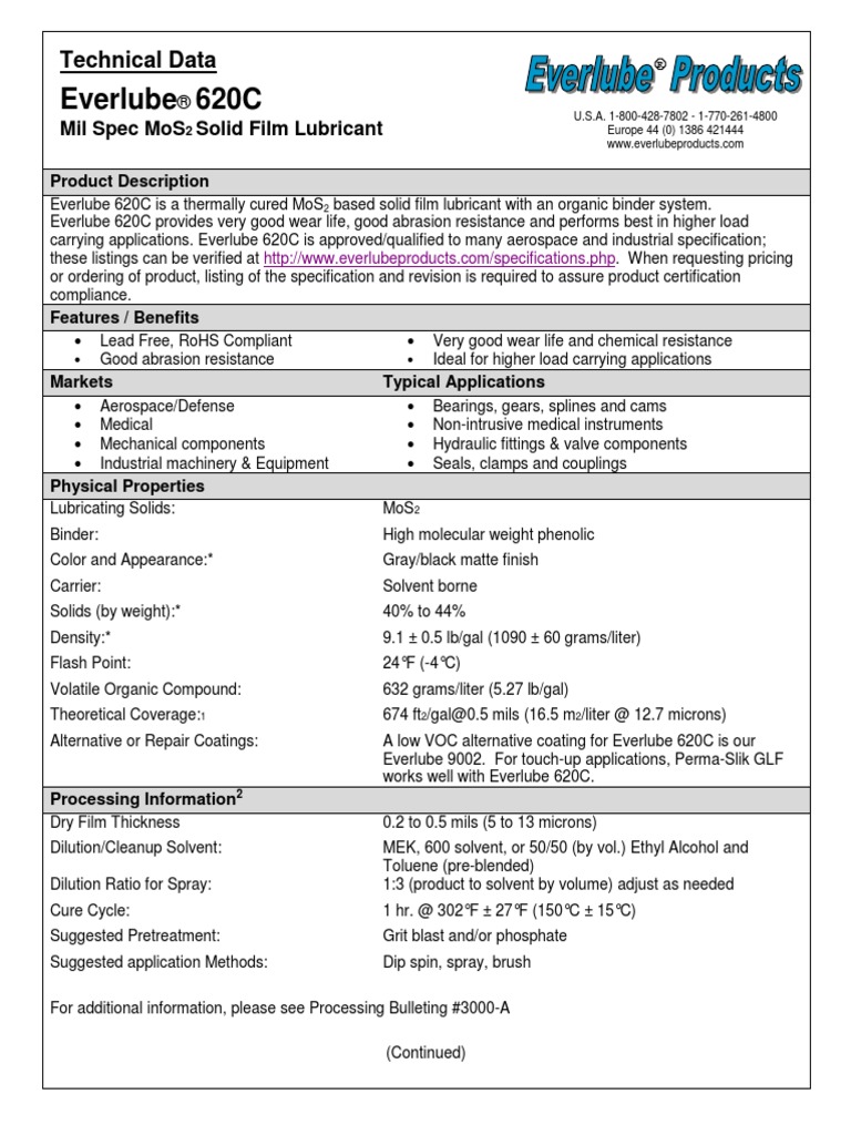 Everlube 620 CTDS | PDF | Wear | Solid