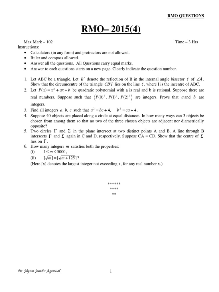 Rmo 2015 | PDF