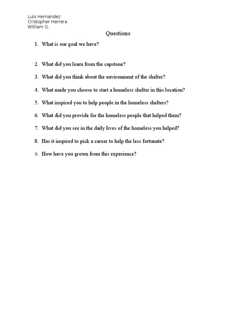 Capstone Questions | PDF | Lifestyle