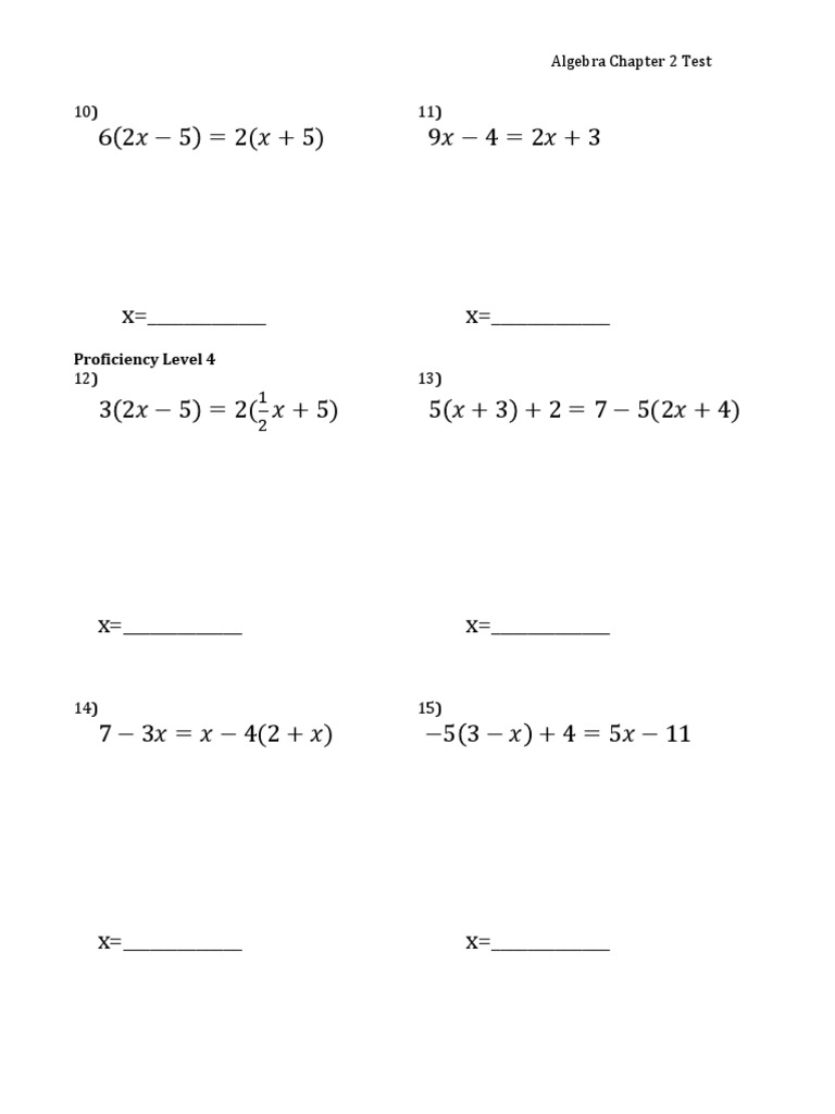 Algebra Chapter 2 Quiz 1 | PDF