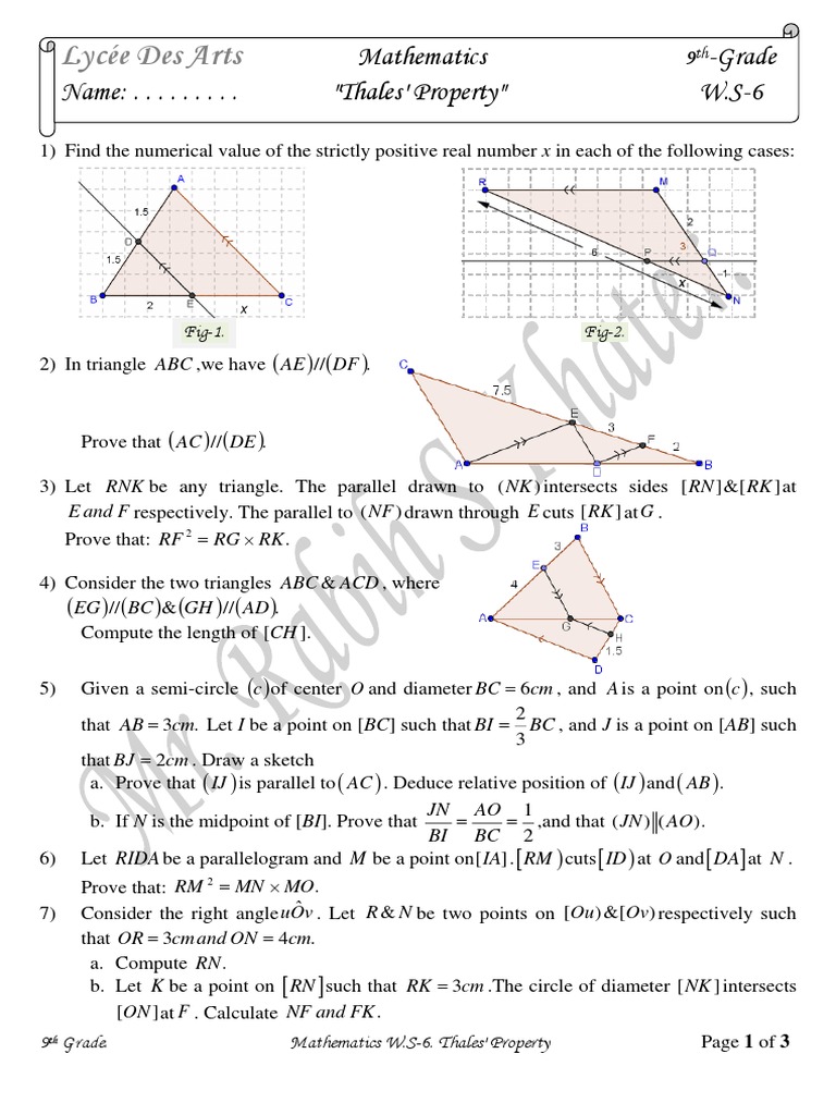 w s-6 thales theorem | Triangle | Triangle Geometry