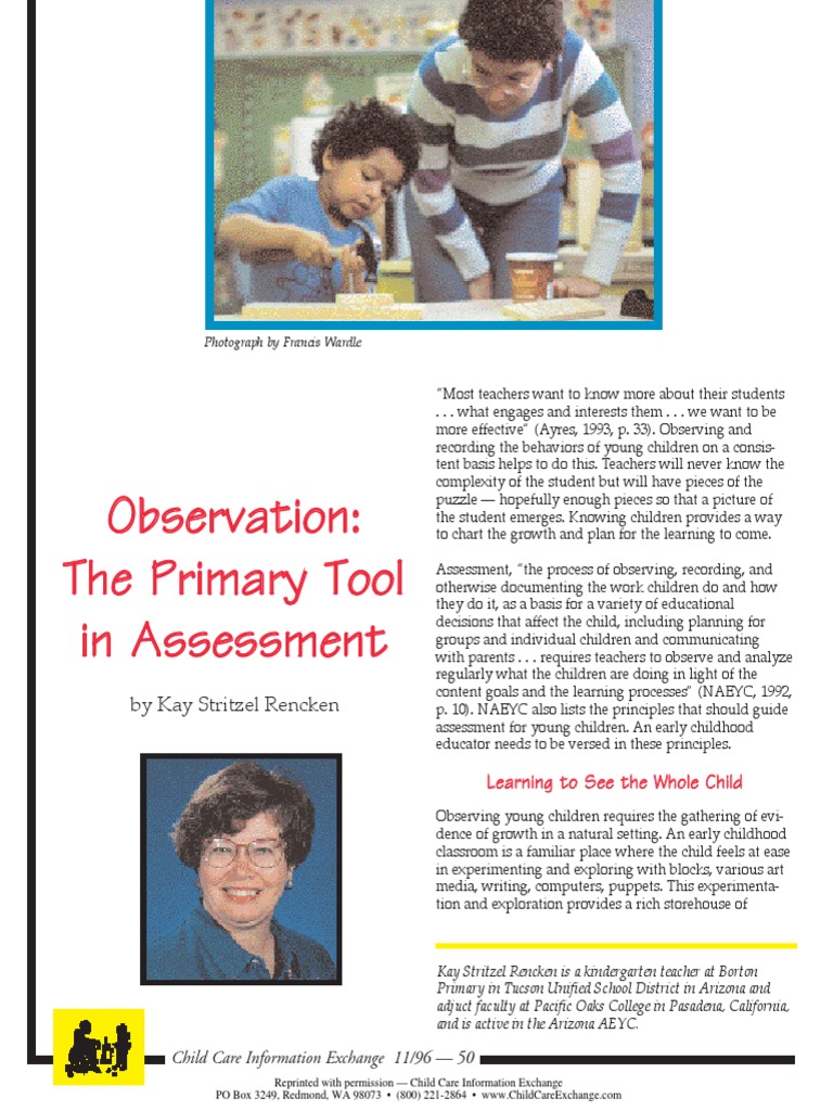 Child Observation | PDF | Early Childhood Education | Educational ...